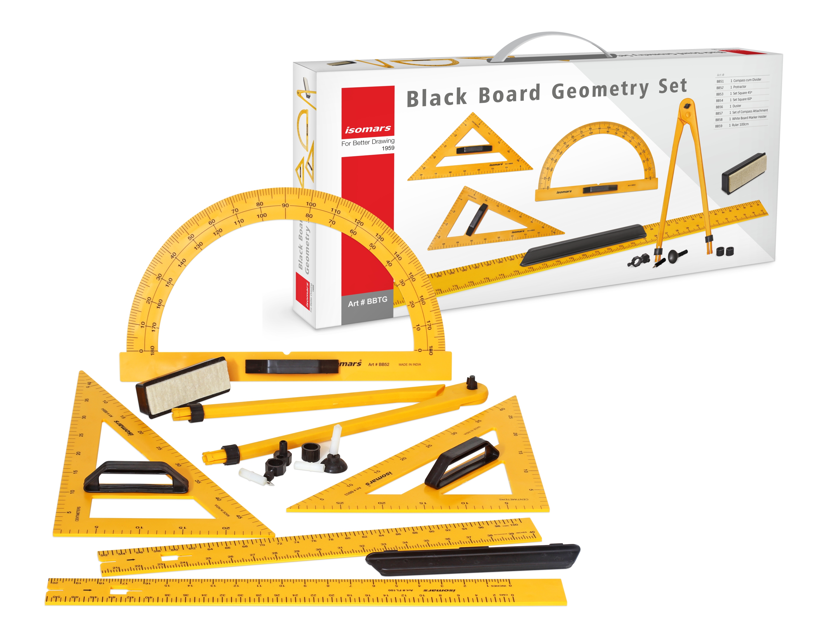 Isomars Black Board Teacher Geometry Set - Set of 8 pcs